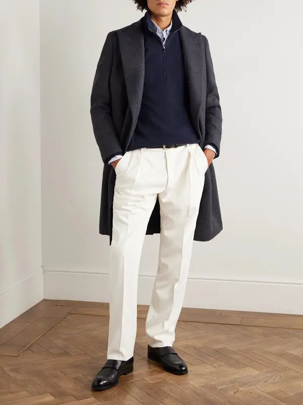 Thom Sweeney Cashmere Rollneck Half-zip Sweater