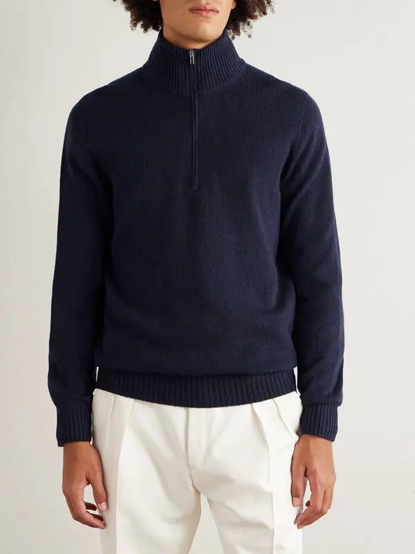 Thom Sweeney Cashmere Rollneck Half-zip Sweater