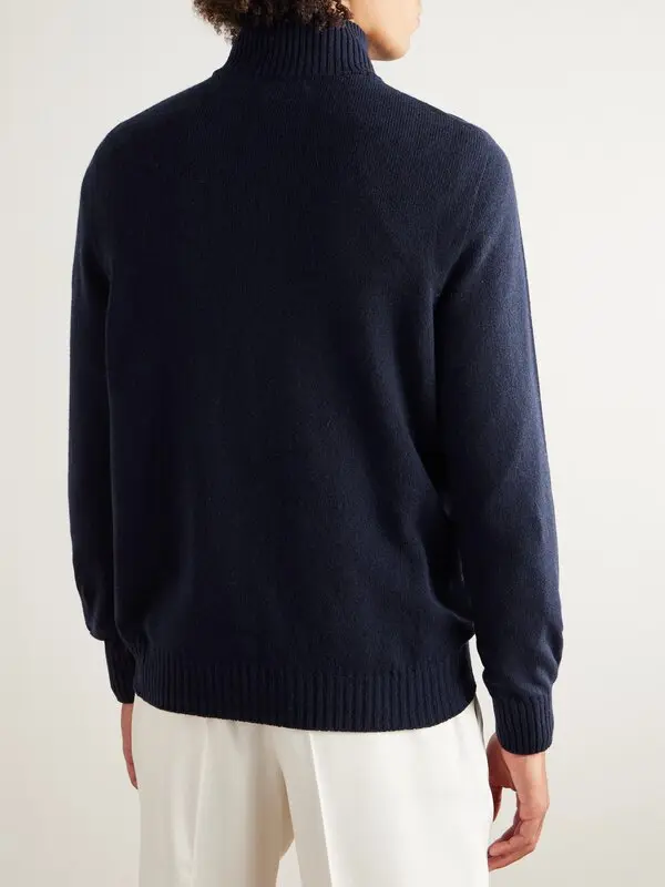 Thom Sweeney Cashmere Rollneck Half-zip Sweater