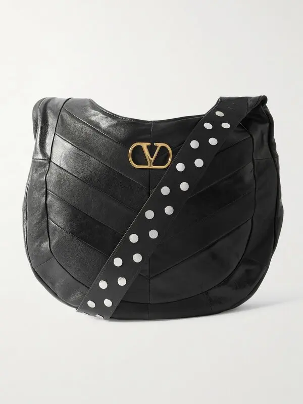 Valentino Garavani Studded Leather Messenger Bag - Black