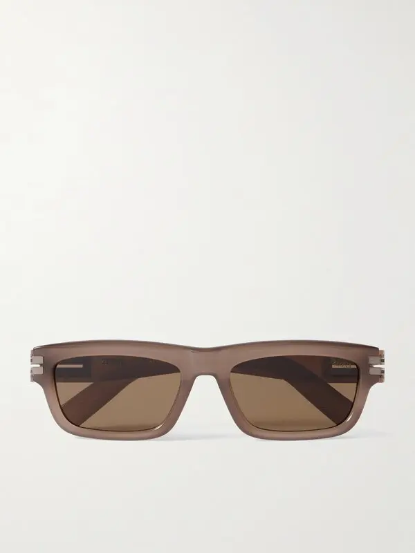 Zegna Square-frame Sunglasses - Brown