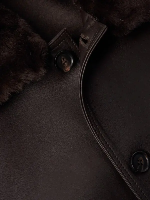Thom Sweeney Shearling-trimmed Leather Bomber Jacket - Brown