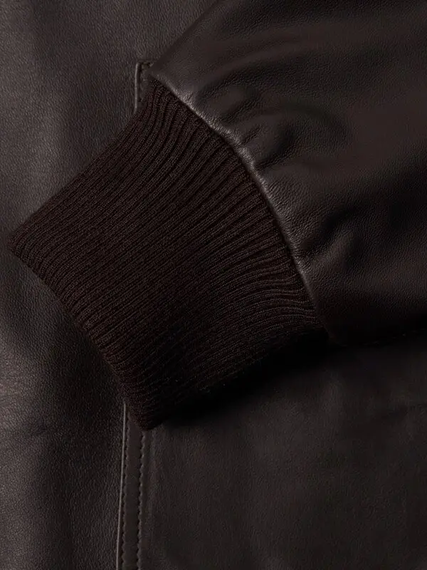 Thom Sweeney Shearling-trimmed Leather Bomber Jacket - Brown