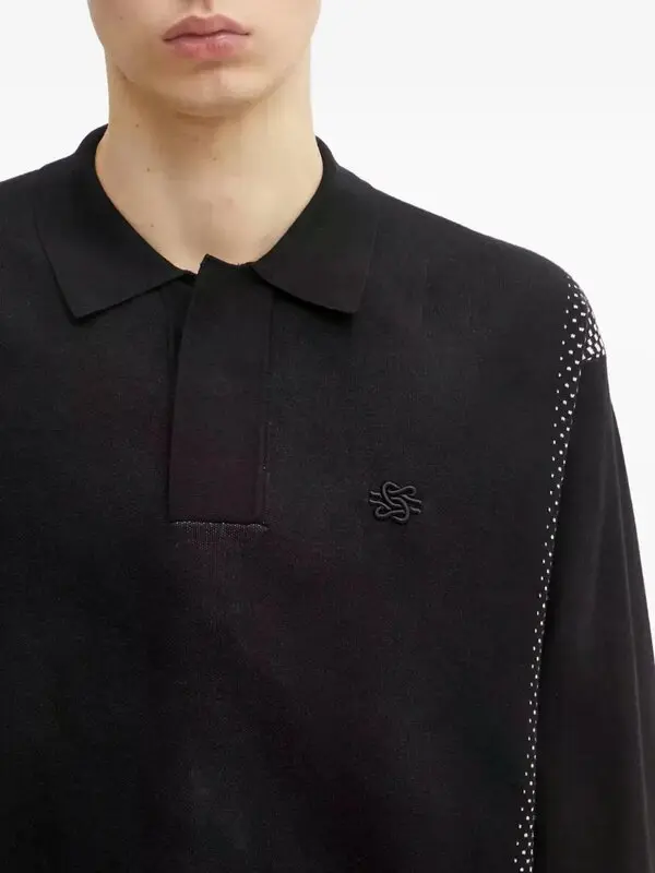 Filling Pieces Long-sleeves Polo Shirt - Black