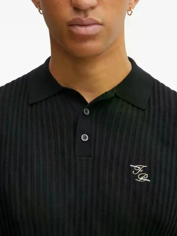 Filling Pieces Embroidered-logo Polo Shirt - Black