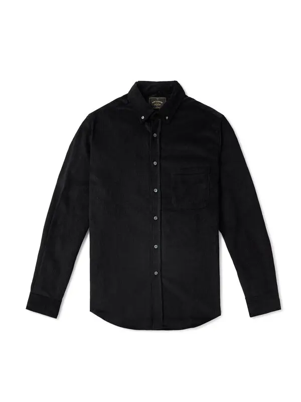 Portuguese Flannel Lobo 2.0 Button-down Collar Cotton-corduroy Shirt - Black