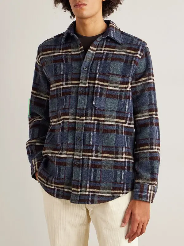 Portuguese Flannel Virgo Ii Checked Merino Wool Overshirt