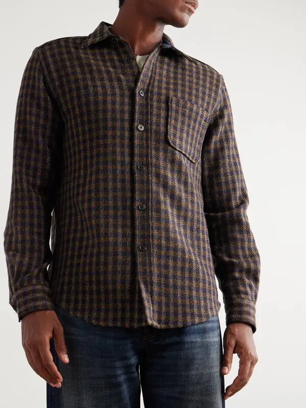 Portuguese Flannel Checked Wool-tweed Shirt