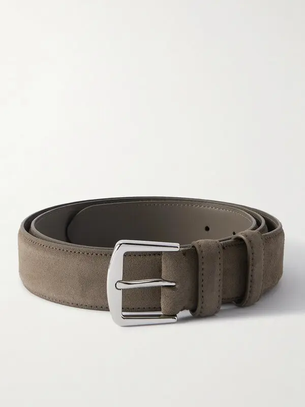 Loro Piana 3.5cm Alsavel Suede Belt - Green