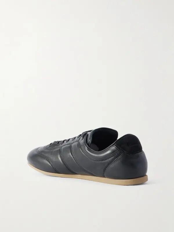 LEMAIRE Suede-trimmed Leather Sneakers - Black