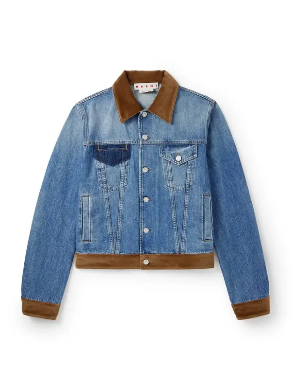 Marni Slawn And Soldier Appliquéd Denim Jacket - Blue