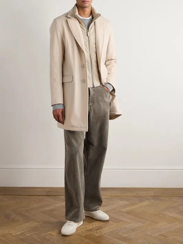 Herno Wool Coat With Detachable Shell Gilet - Neutrals
