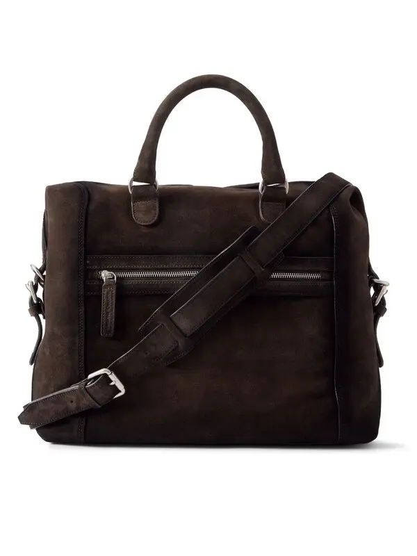 Officine Creative Airbrushed Suede Briefcase - Brown
