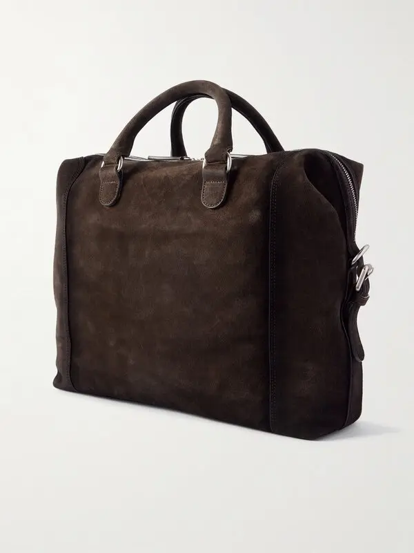 Officine Creative Airbrushed Suede Briefcase - Brown