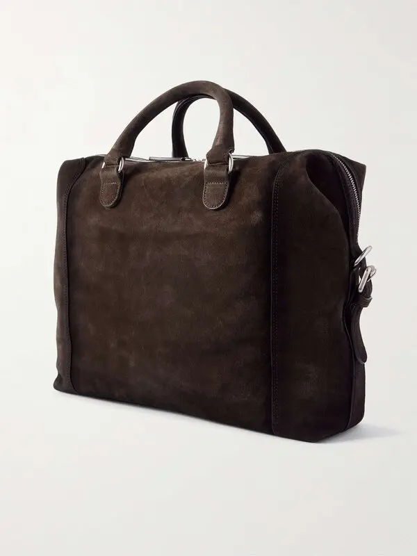 Officine Creative Airbrushed Suede Briefcase - Dark Brown