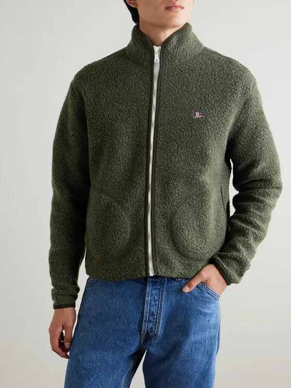 DRAKE'S Logo-embroidered Wool-blend Fleece Jacket