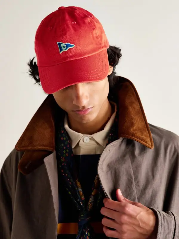 DRAKE'S Embroidered Cotton-twill Baseball Cap - Red