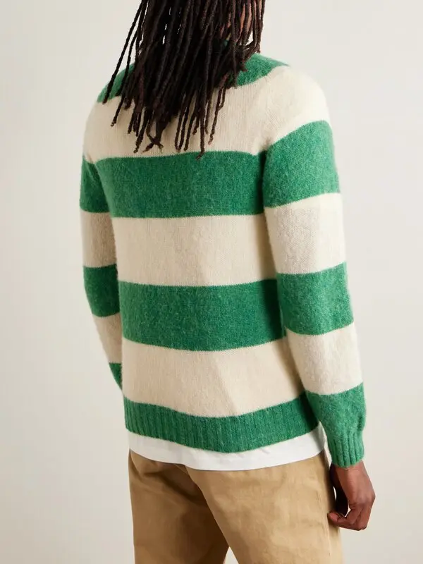DRAKE'S Striped Wool Sweater - Green