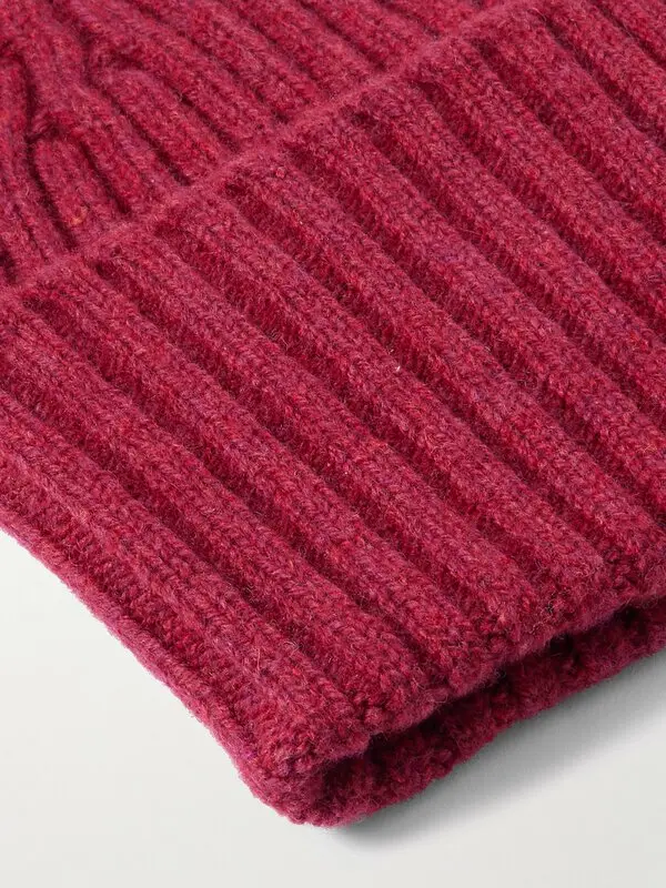 DRAKE'S Ribbed Wool Beanie - Brown