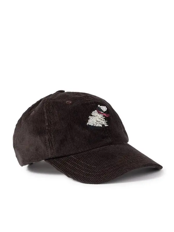 DRAKE'S Him Embroidered Cotton-corduroy Baseball Cap - Brown