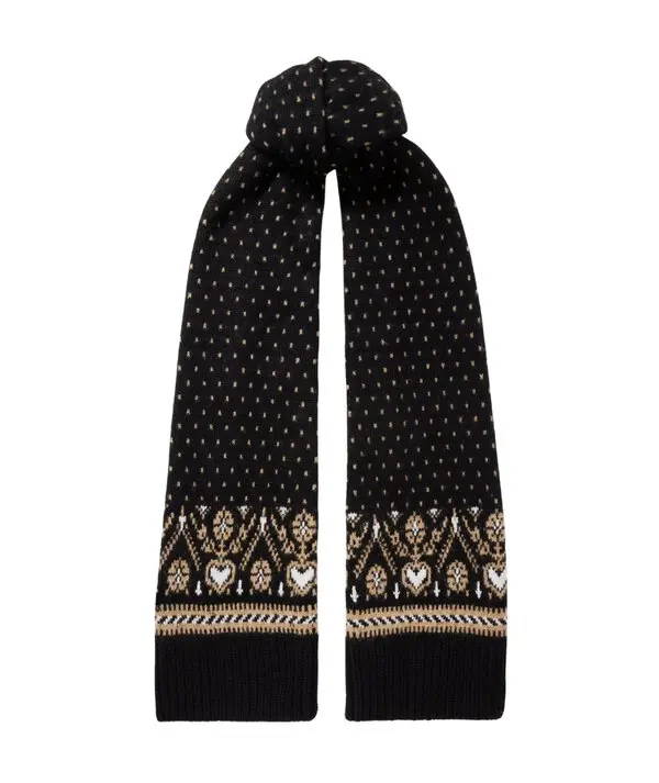 Khaite Lucerne Fair Isle Cashmere Scarf - Black