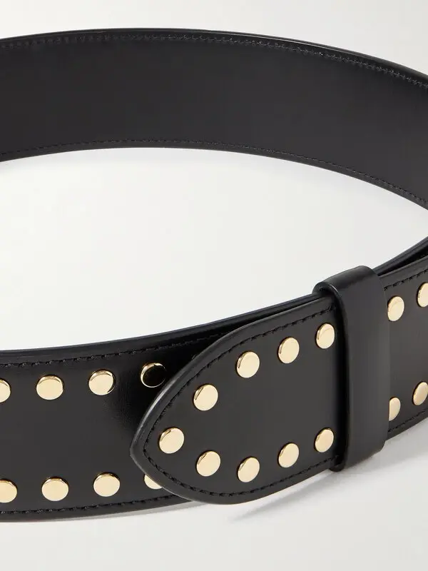Khaite Theo Studded Leather Belt - Black