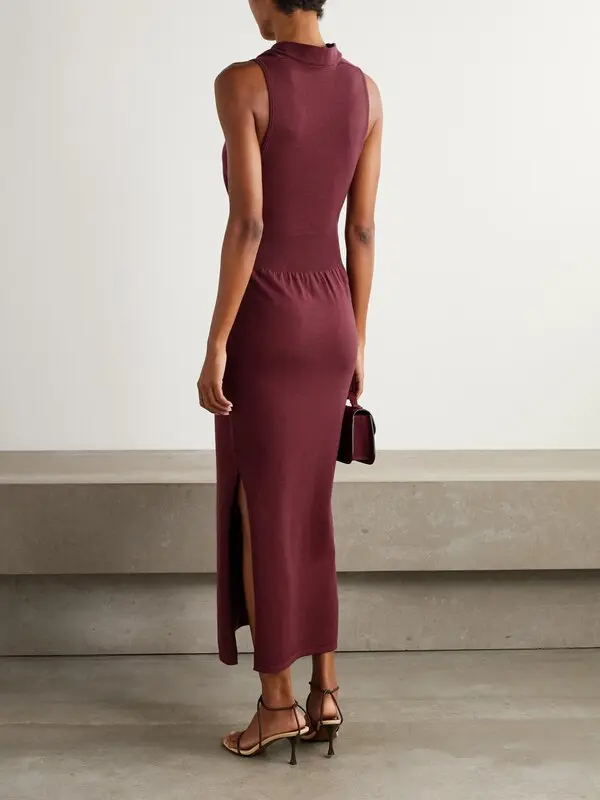 Ramona Draped Wool-blend Midi Dress - Burgundy