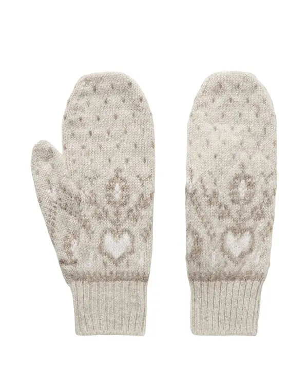 Khaite Christel Fair Isle Cashmere Mittens - Neutrals