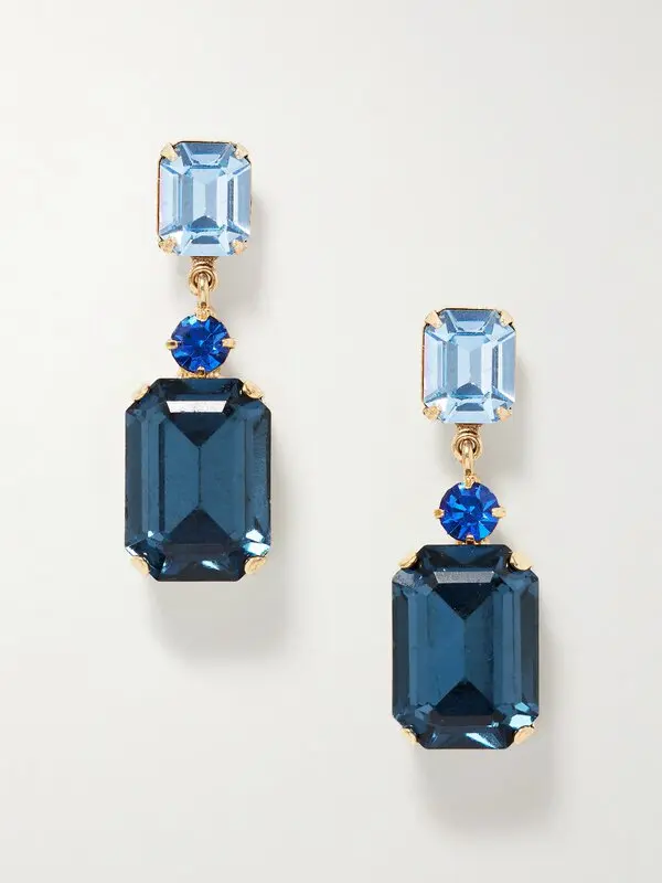 JENNIFER BEHR Justine Gold-plated Crystal Earrings - Blue