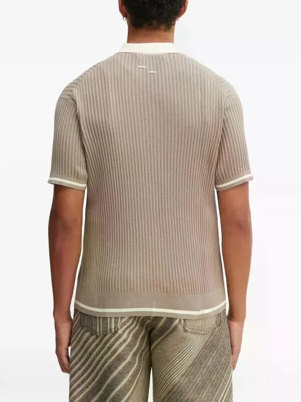 Filling Pieces Ribbed Embroidered-detail Polo Shirt - Neutrals
