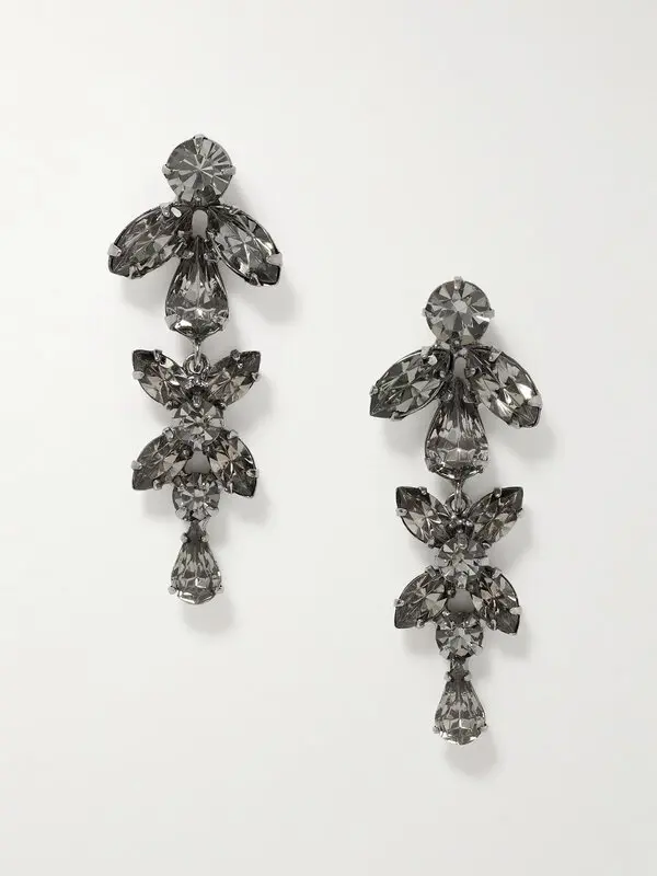 JENNIFER BEHR Liss Gunmetal-tone Crystal Earrings - Black