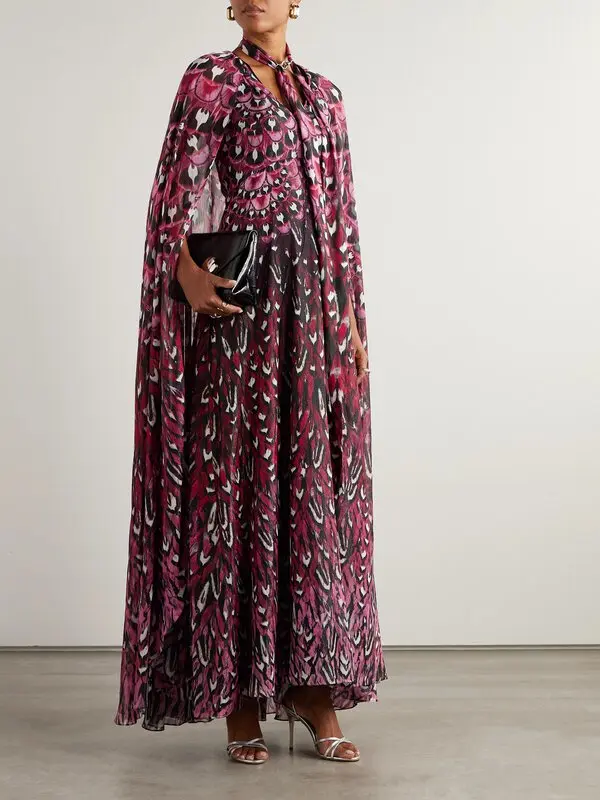 MARY KATRANTZOU Printed Chiffon Gown