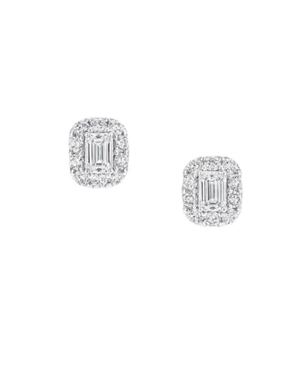 Graff Icon Emerald And Diamond Stud Earrings - White Gold