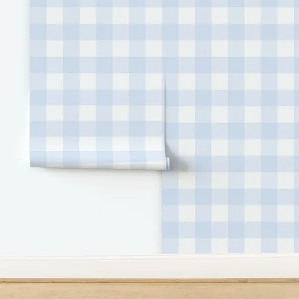Spoonflower Buffalo Custom Removable Wallpaper - Blue