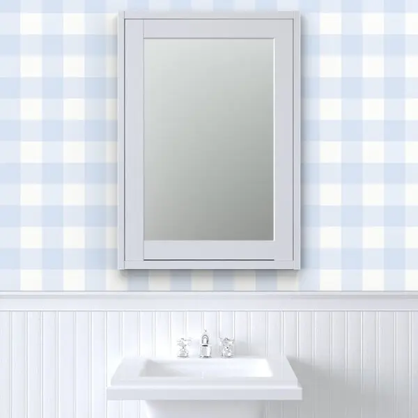 Spoonflower Buffalo Custom Removable Wallpaper - Blue