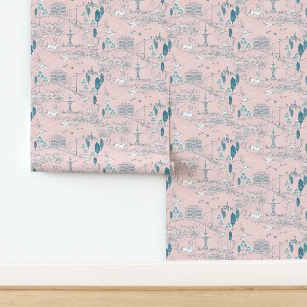 Spoonflower Le Parc Toile Med Custom Removable Wallpaper