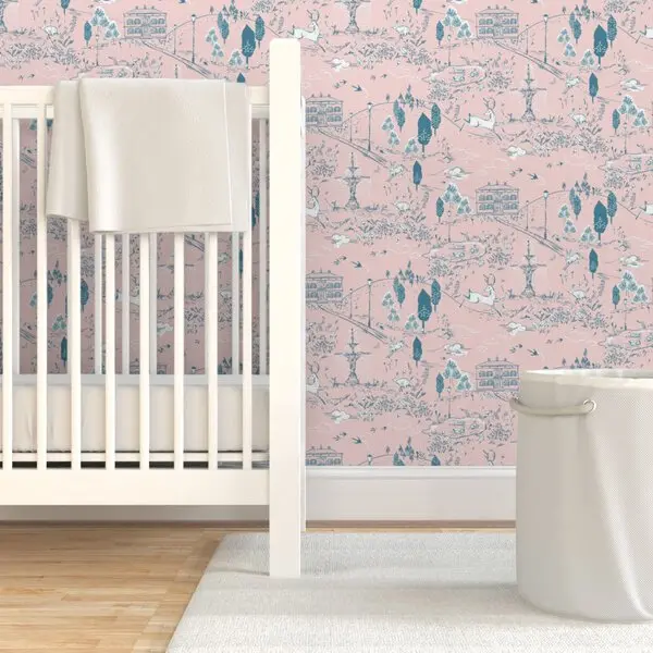 Spoonflower Le Parc Toile Med Custom Removable Wallpaper