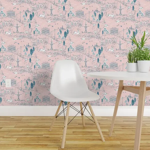 Spoonflower Le Parc Toile Med Custom Removable Wallpaper