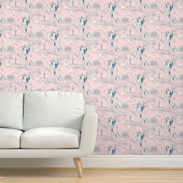 Spoonflower Le Parc Toile Med Custom Removable Wallpaper