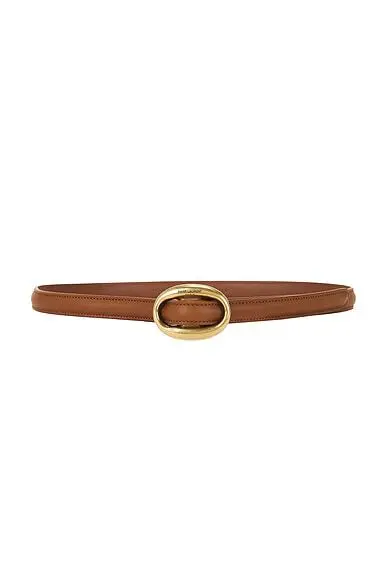 Saint Laurent Oval Buckle Thin Belt - Brick