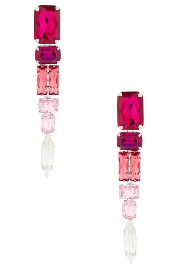 AREA Ombre Crystal Drop Earrings - Ombre Pink