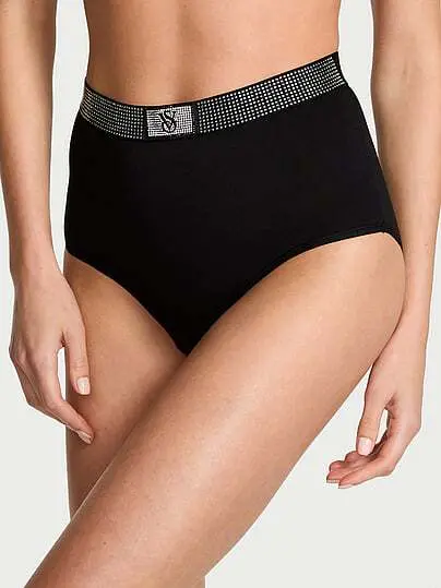 Victoria's Secret Cotton Shine-waist Modern Brief Panty - Black