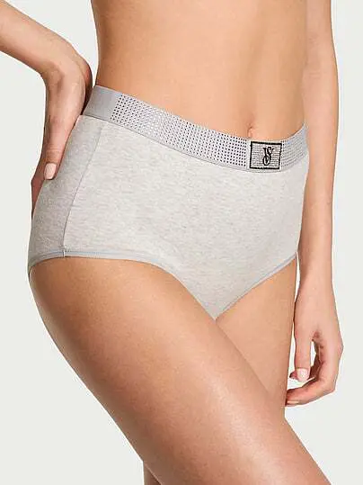 Victoria's Secret Cotton Shine-waist Modern Brief Panty - Grey