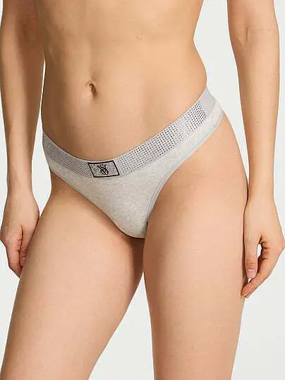 Victoria's Secret Cotton Shine-waist Thong Panty - Grey