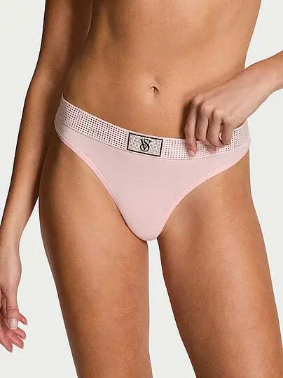 Victoria's Secret Cotton Shine-waist Thong Panty - Pink