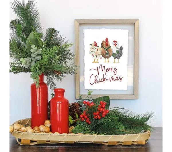 SINCERE SURROUNDINGS 14' Merry Chick-mas Floati Ng Frame Art - One-color