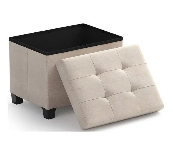 ORNAVO HOME Rectangle Small Storage Ottoman Wit H Legs - One-color