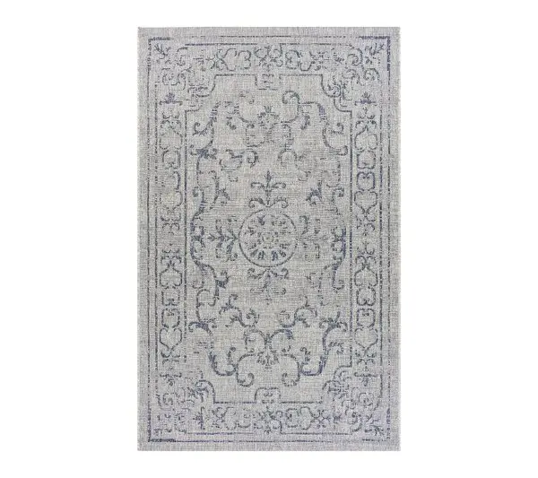 OX BAY TRADING CO. Ox Bay Navy/gray Medallion Indoor/outdoor Area Rug, 7'9'x 9'9 - One-color