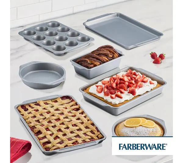 FARBERWARE Nonstick Bakeware Gray 7 Piece Set