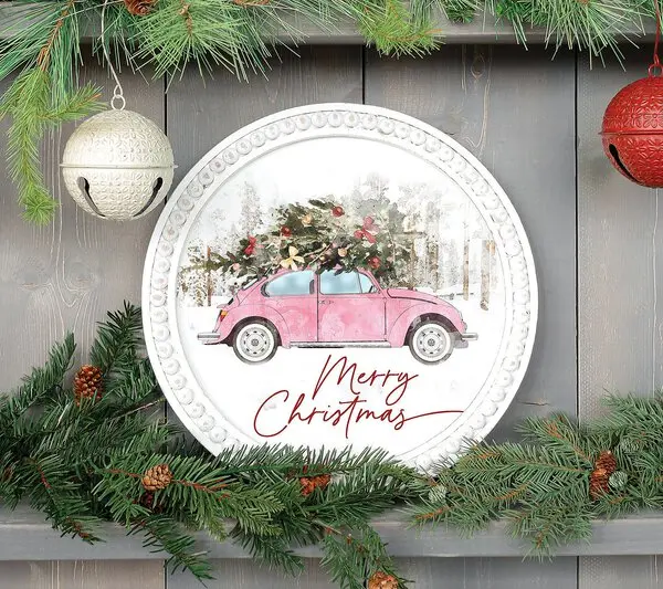 SINCERE SURROUNDINGS 24' Pink Christmas Car Bea Ded Art - One-color